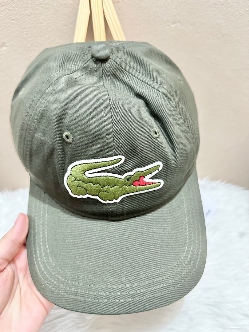 Original Lacoste Big Logo Khaki Green Baseball Cap, Men's Fashion ...