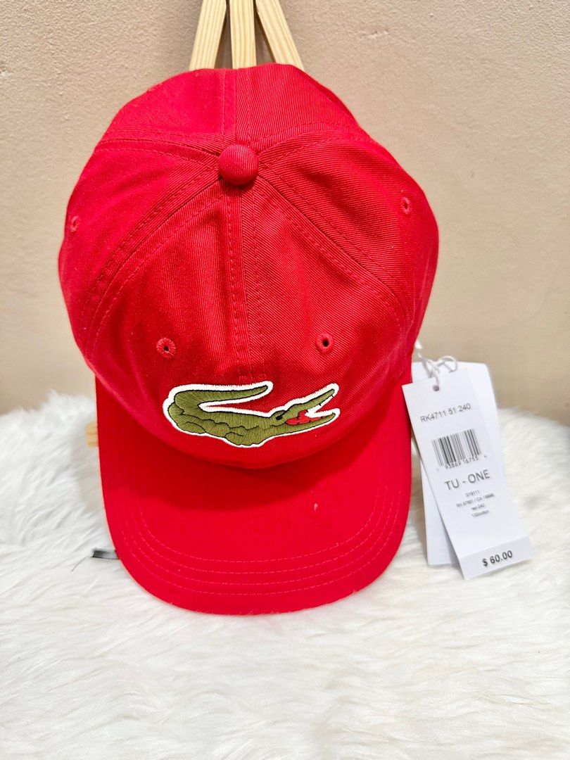 Original Lacoste Big Logo Red Baseball Cap, Men's Fashion, Watches ...