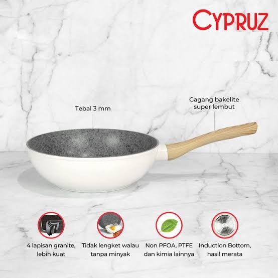 Panci Cypruz White Granite Series 26cm Frypan - Teflon Induksi Anti ...
