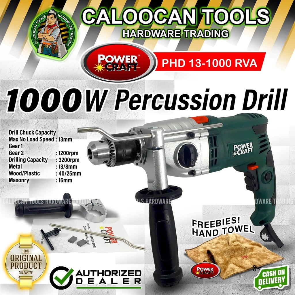 POWERCRAFT PHD 13-1000RVA 13MM 1000W Impact Drill / Percussion Drill w ...