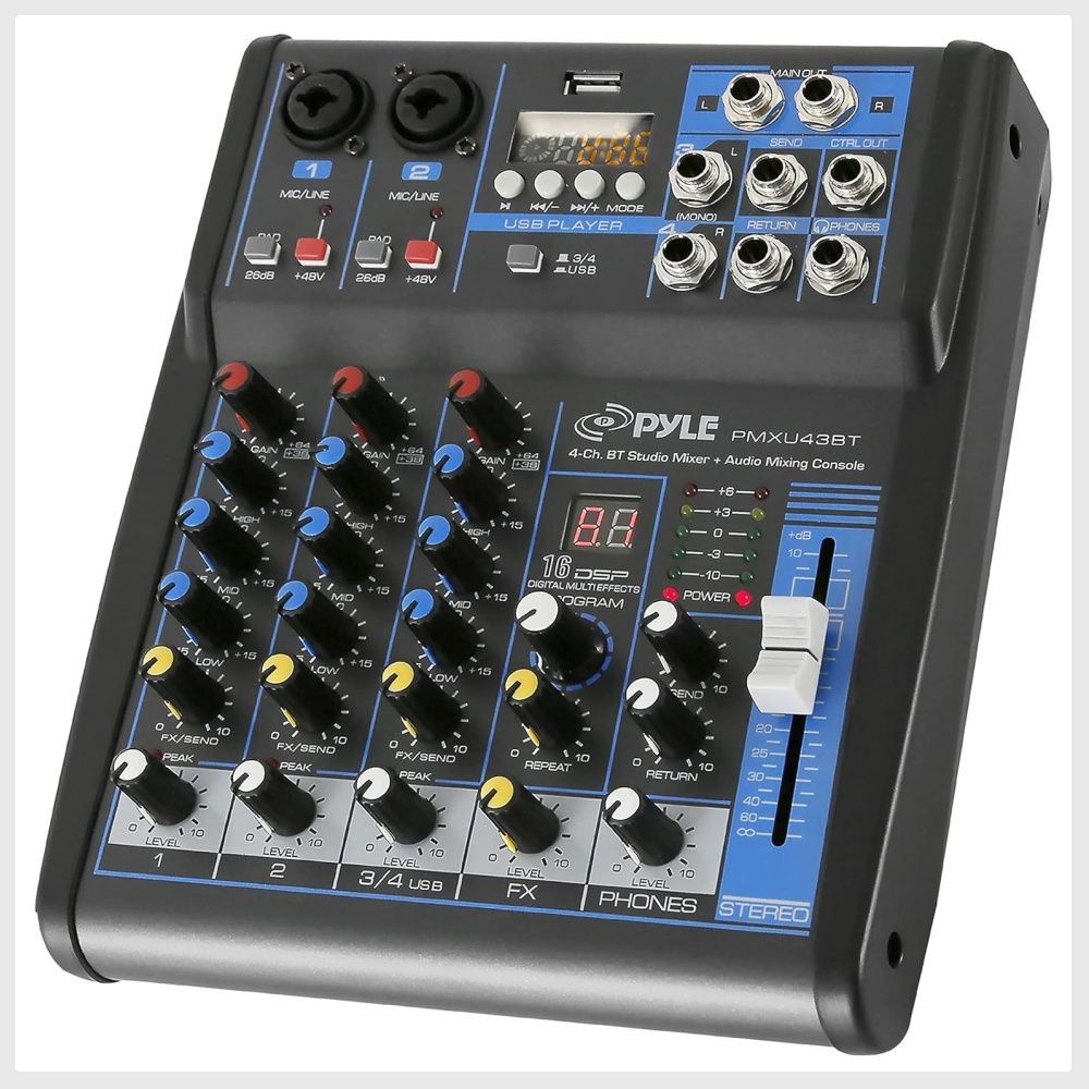 Pyle Professional Audio Mixer Sound Board Console System Interface 4 ...