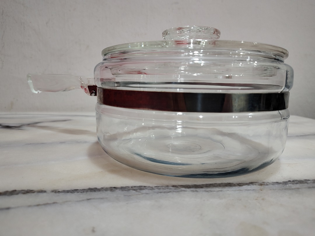 Pyrex made in USA Flameware stove cooking pot boiler lid glass vintage ...