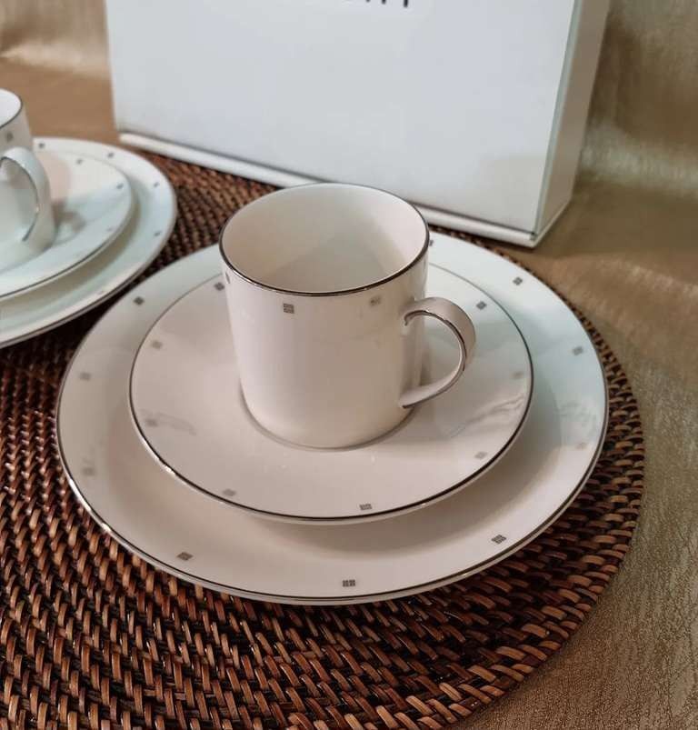 Rare Givenchy Round Logo Trio Tea Cup Set w/ Platinum Rim, Furniture ...