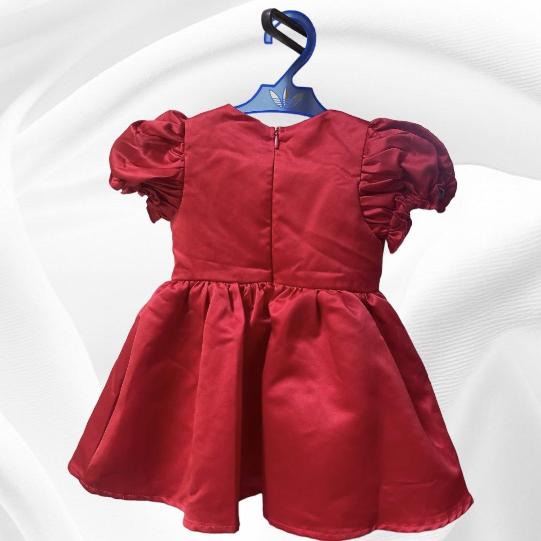 Red formal dress for baby's 1st Birthday with head band, Babies & Kids ...