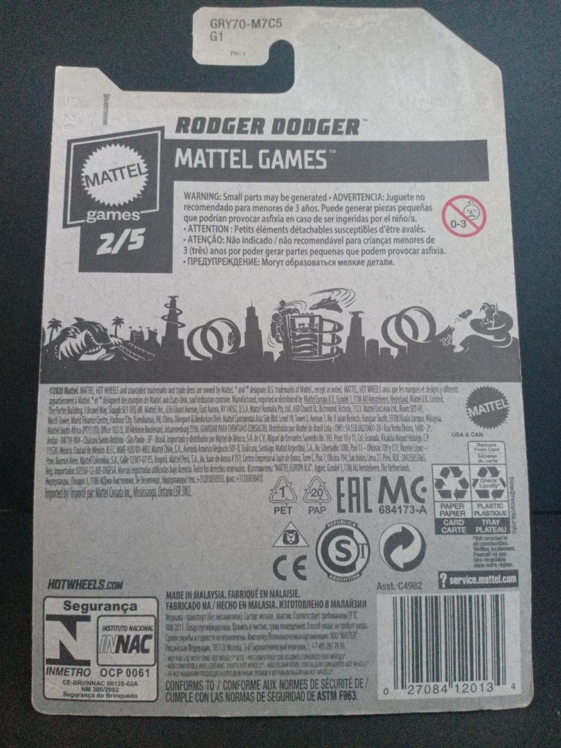 Rodger Dodger Hot Wheels® Mattel Games Mini Collection (2021) 2/5 Black ...