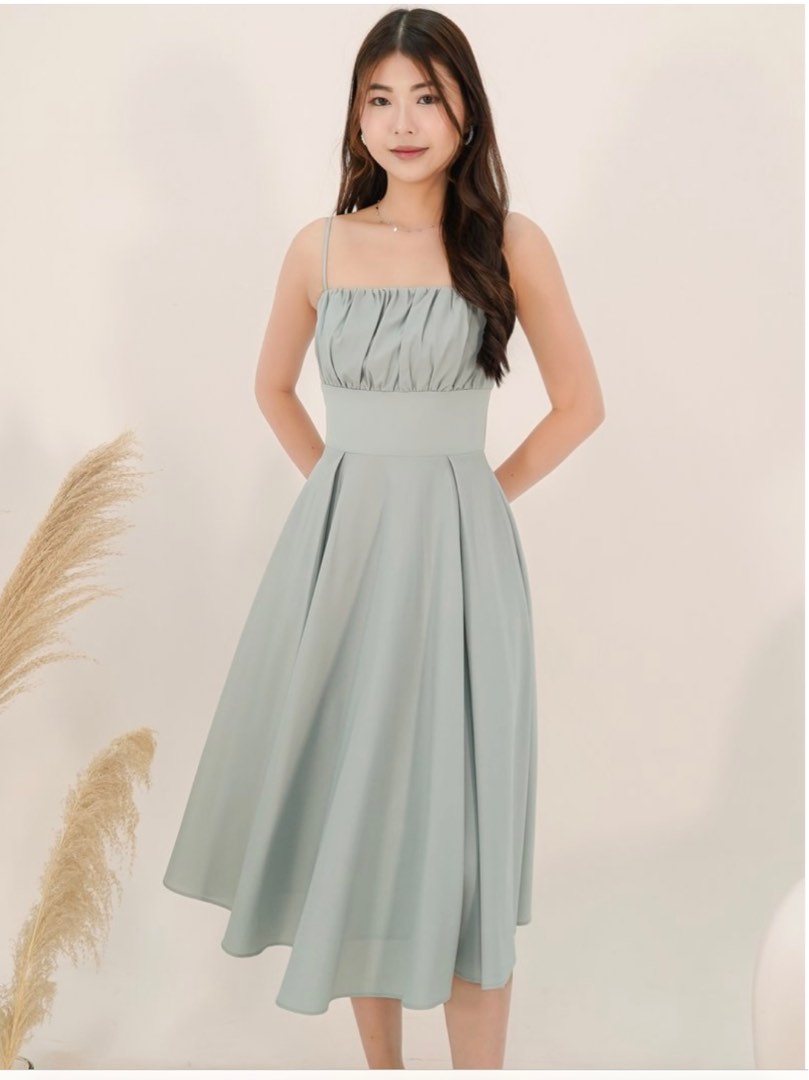 Saylor Ruched Midi Dress, Women's Fashion, Dresses & Sets, Dresses on ...