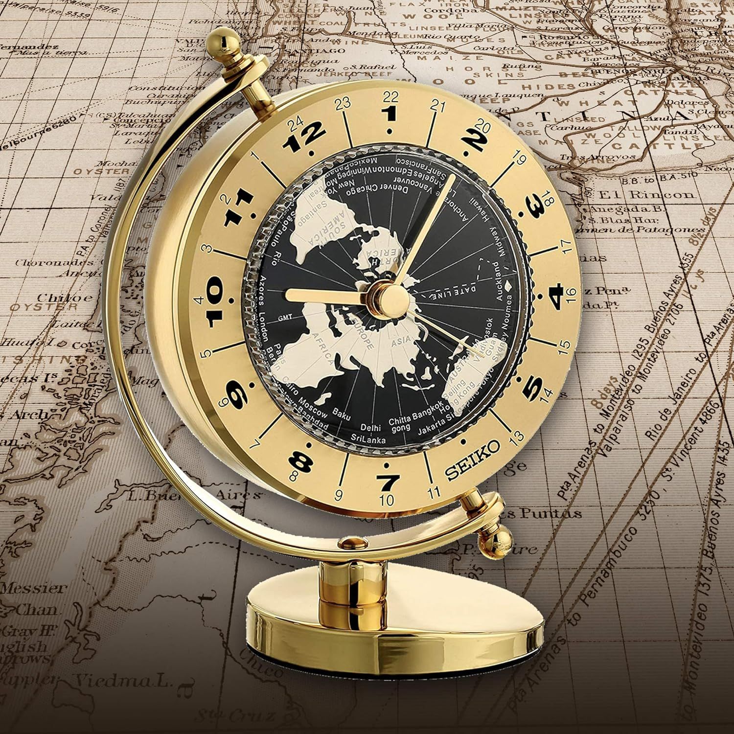Seiko Golden Globe Desk and Table Clock, Furniture & Home Living, Home ...