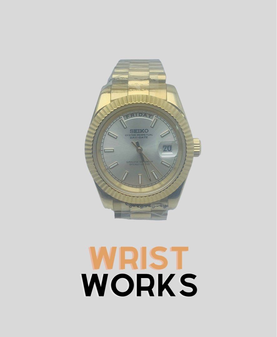 SEIKO MOD GOLD DAY DATE SILVER 36MM/39MM, Men's Fashion, Watches ...