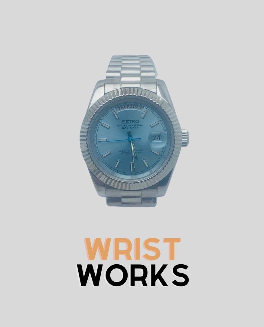 SEIKO MOD SILVER DAY DATE BLUE ICE 36MM/39MM, Men's Fashion, Watches ...