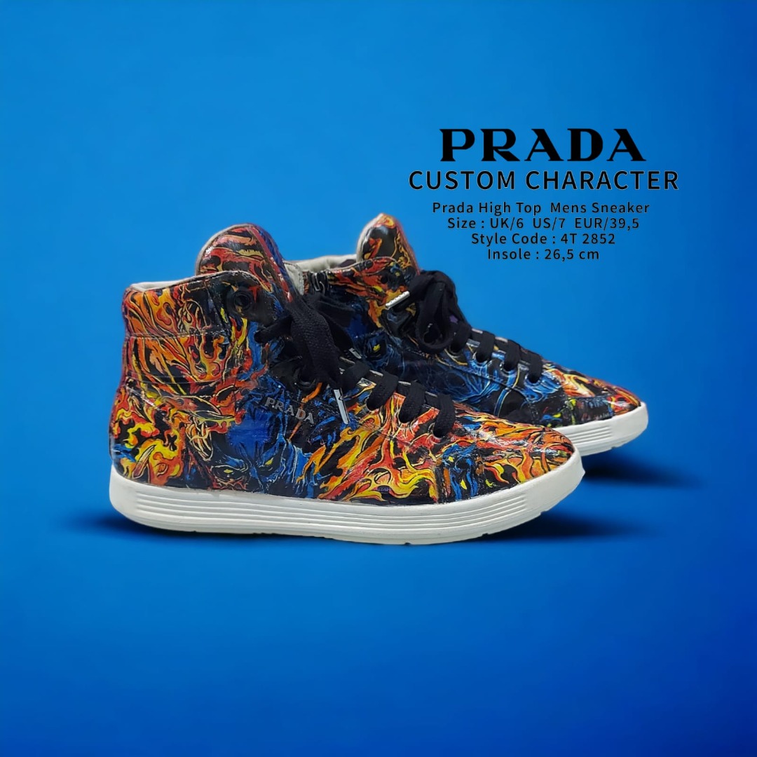 Sepatu Prada Sneakers High Top Leather 4T 2842 Custom Character Size 6 ...