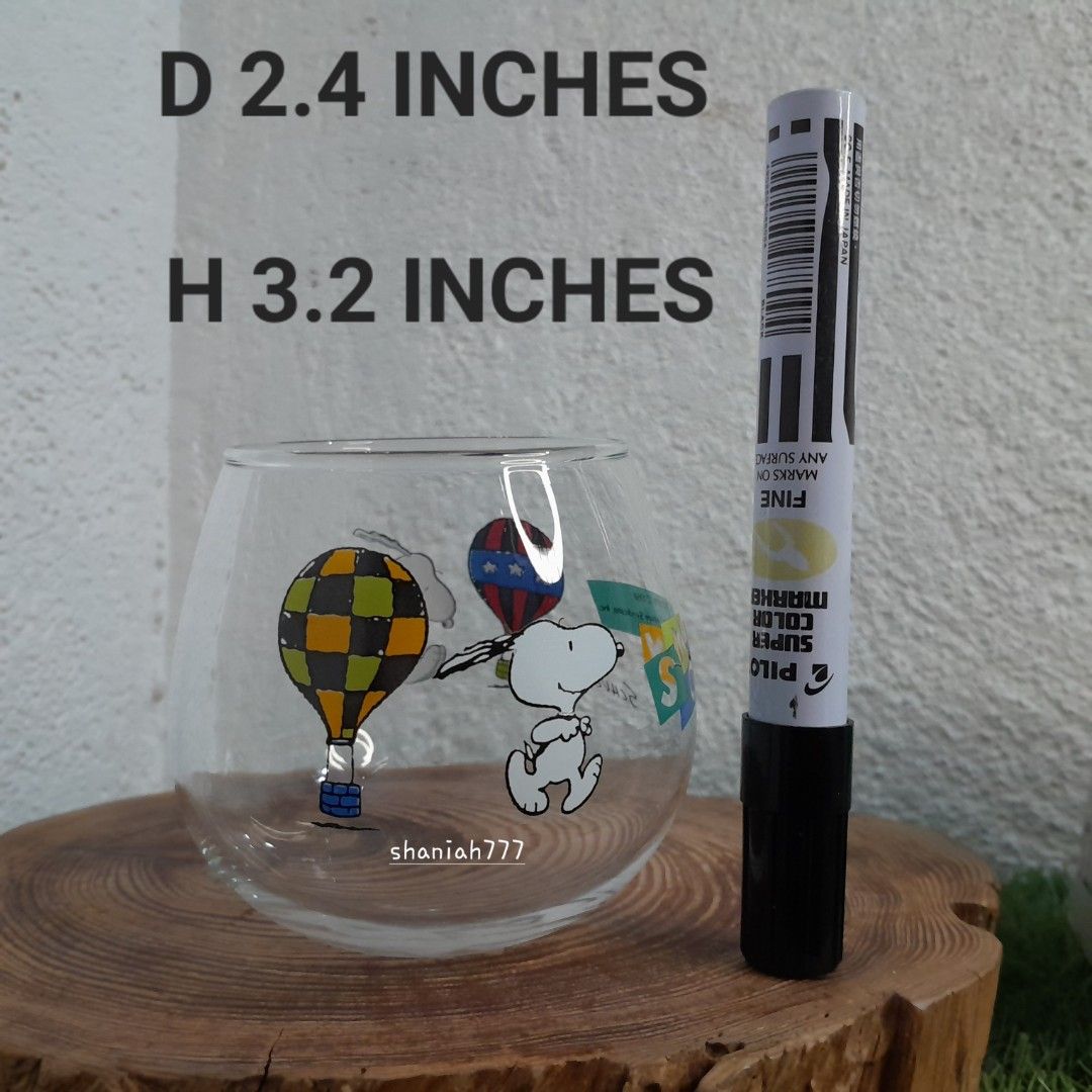 SNOOPY VTG.1958 UFS STEMLESS WINE SASAKI GLASS JP, Hobbies & Toys ...