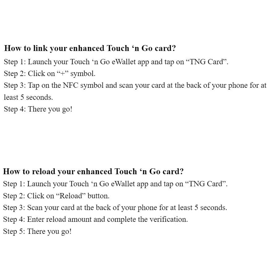 Touch 'n Go Card Enhanced TNG with NFC Technology Malaysia Malaysian ...