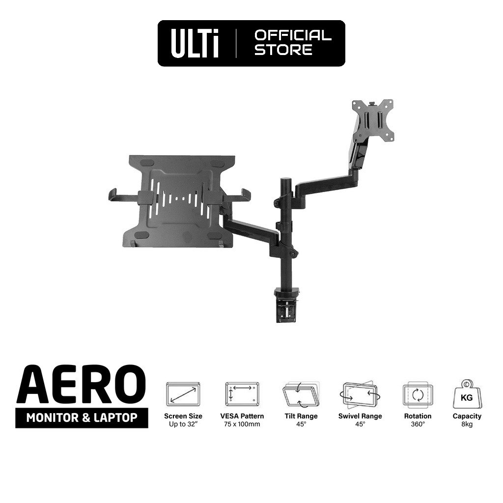 ULTi Aero Dual Monitor Arm with Stealth Laptop Tray | T29D, Computers ...