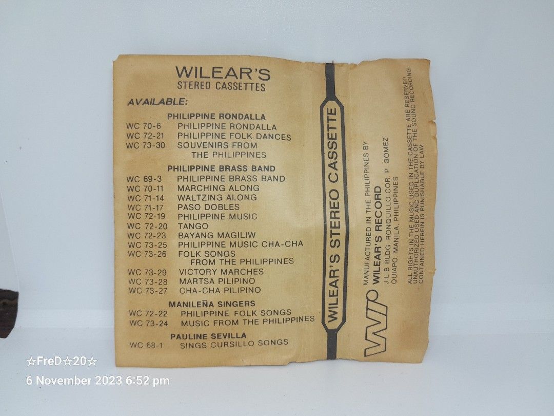 Vintage Bayang Magiliw Philippine Brass Band Casette Tape, Hobbies ...