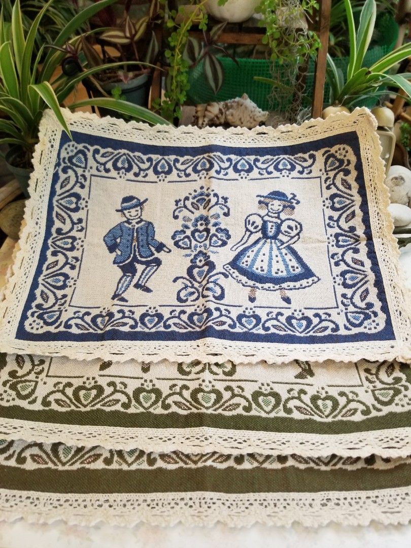 Vintage Sets of 3 Austrian Folk Art Placement 41cmx29.5cm, Furniture ...