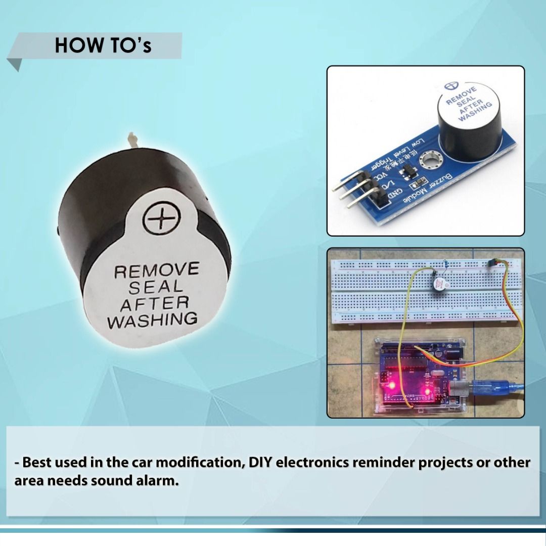 ACTIVE BUZZER 3V, 5V, 12V (1-PC per ORDER)MAGNETIC LONG CONTINOUS BEEP ...