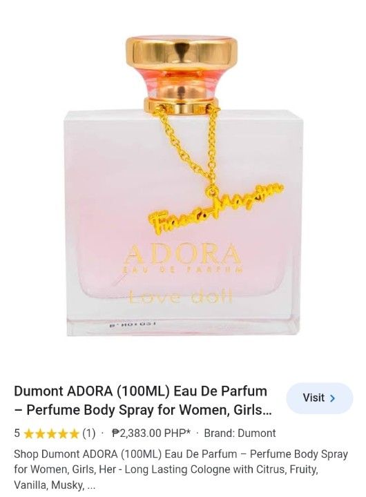 ADORA EAU DE PARFUM LOVE DOLL FRANCO MAXIM, Beauty & Personal Care ...