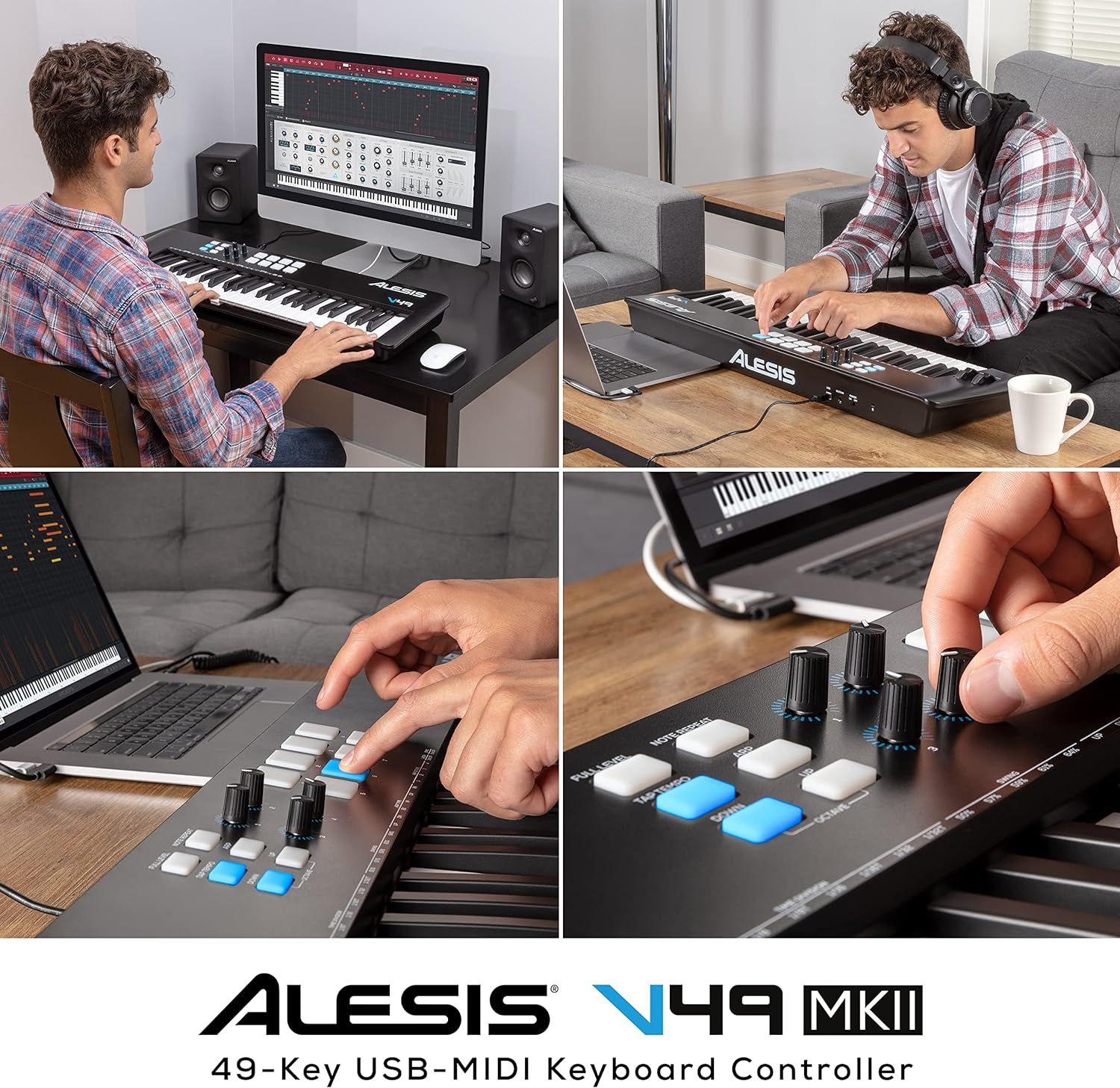 Alesis V49 MKII USB MIDI Keyboard Controller with 49 Velocity Sensitive ...