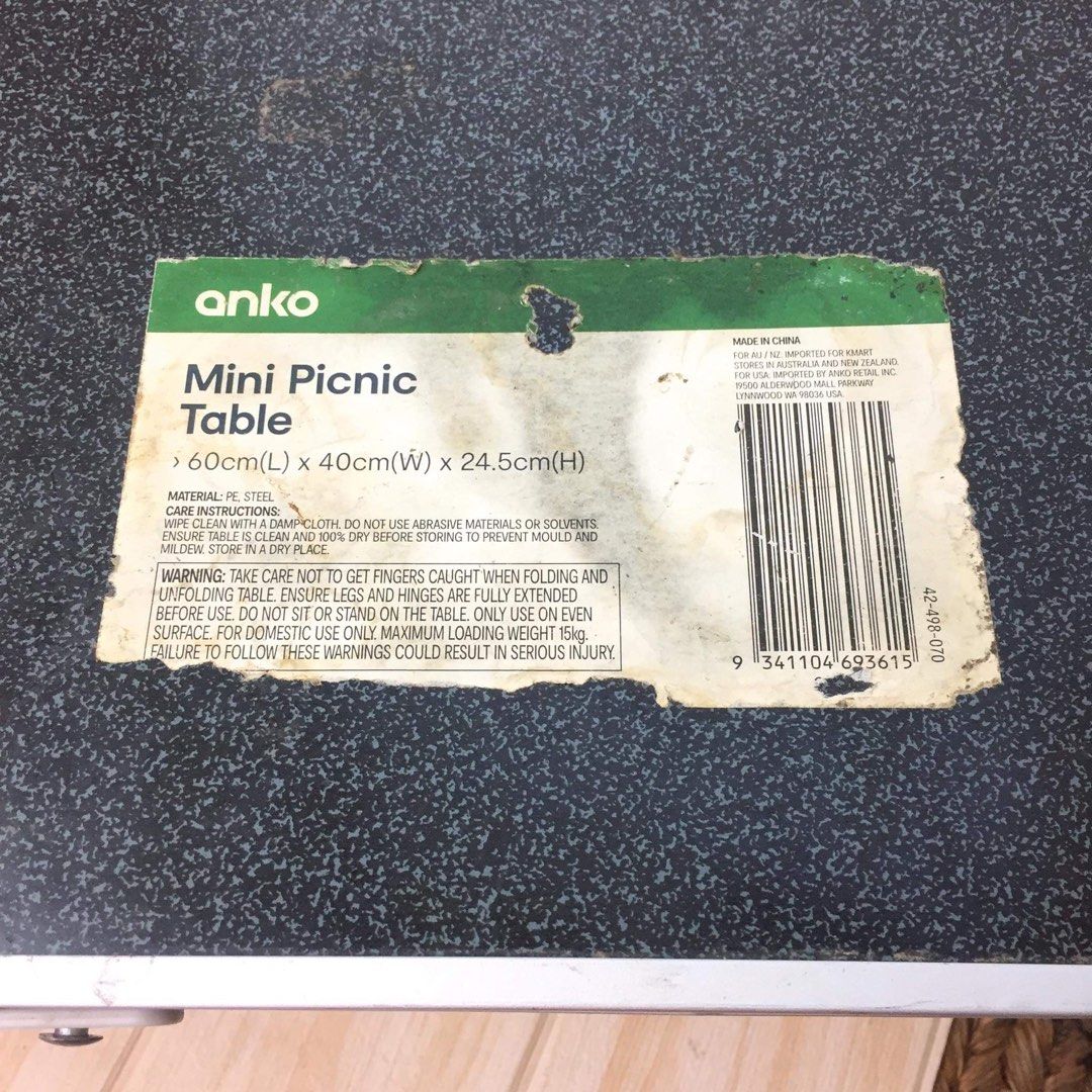 ANKO Portable Mini Folding Picnic Table, Furniture & Home Living ...