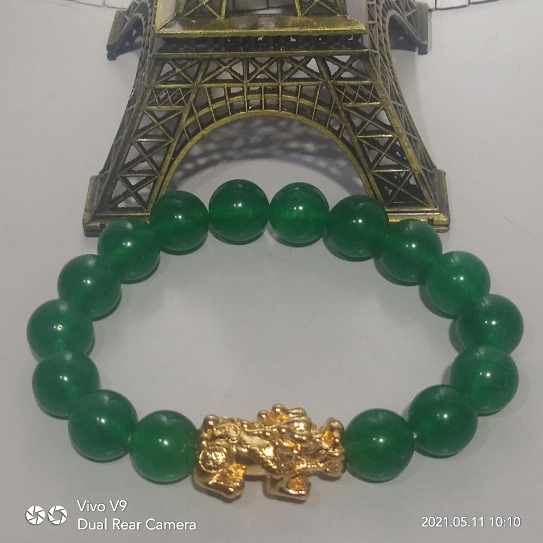 AUTHENTIC JADE STONE BRACELET WITH BANGKOK GOLD PIYAO, Women's Fashion ...