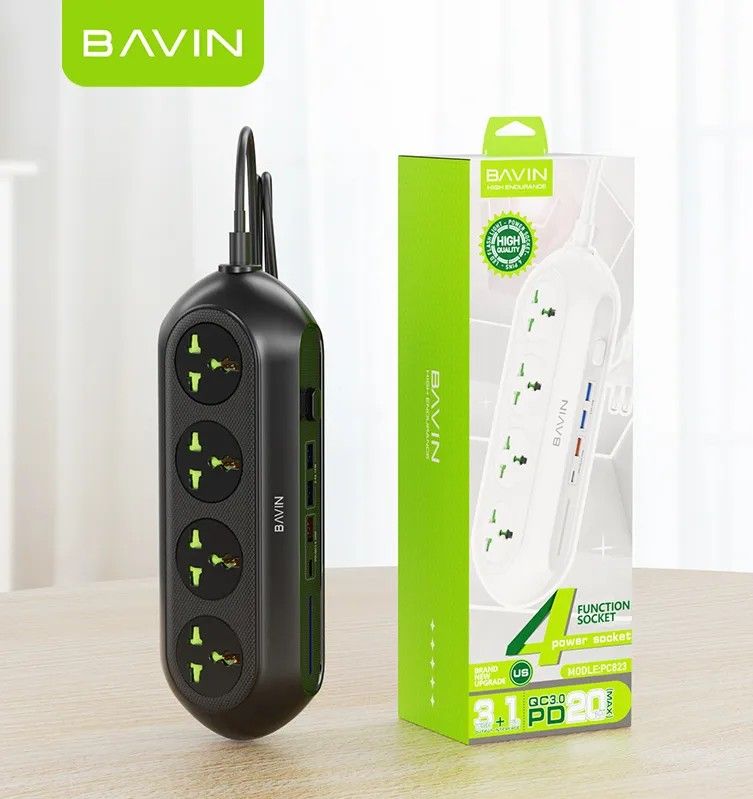 Bavin Socket Hub Extension with 4 Power Socket & 3 USB QC3.0 Fast ...