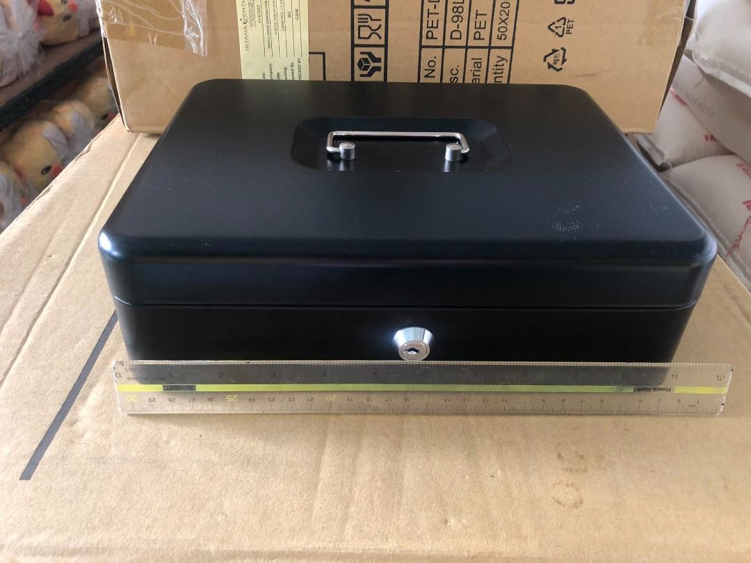 Black Cash Box New 12-inch Security Safety Cash Box Drawer with Key ...