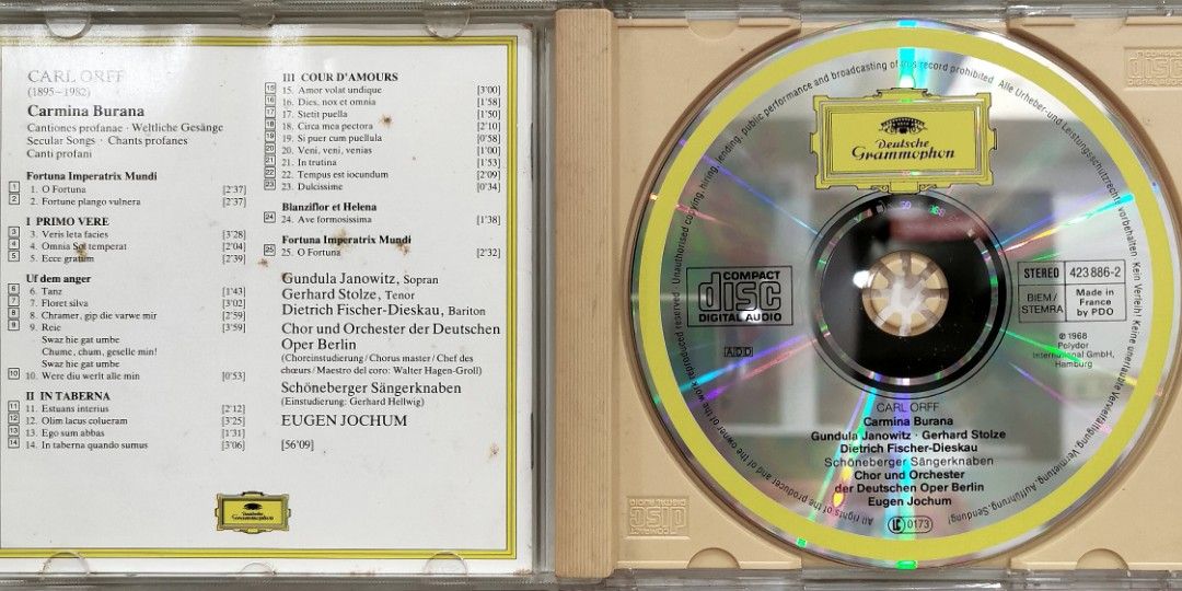 Carl Orff Carmina Burana Deutsche Oper Berlin Eugen Jochum, Hobbies ...