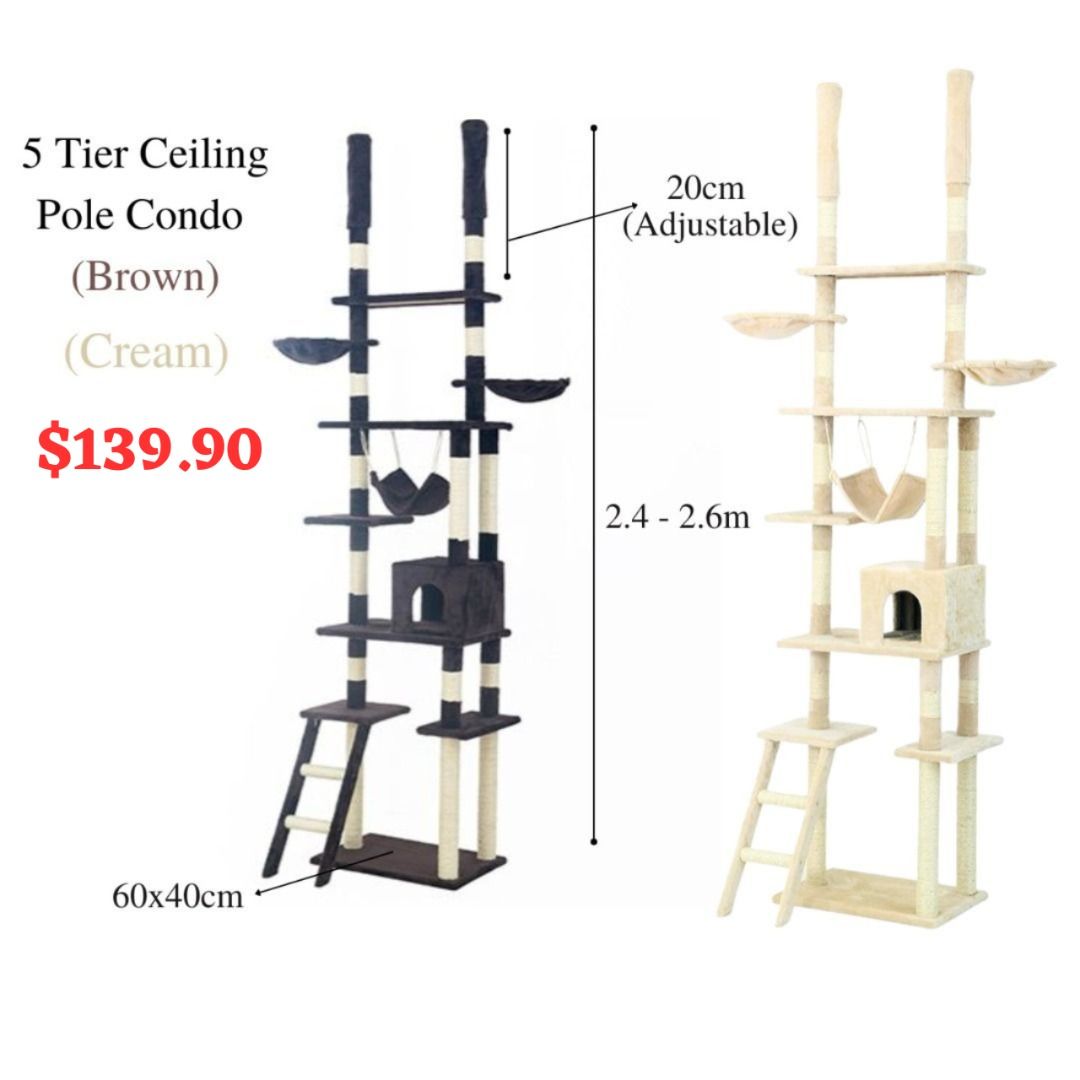 Cat Condo House Pet Ceiling Condo DIY Floor-to-Ceiling Cat Tree Scratch ...
