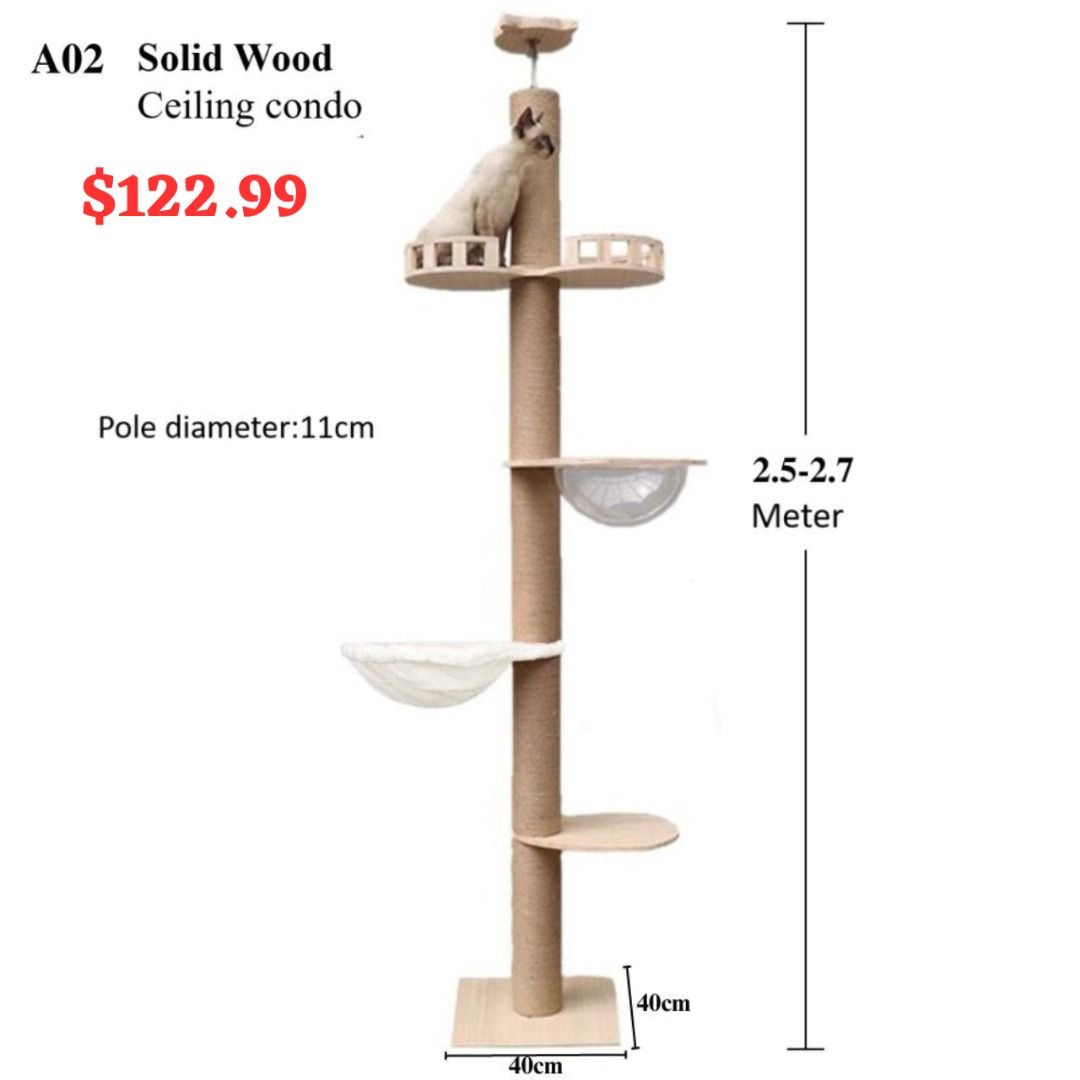 Cat Condo House Pet Ceiling Condo DIY Floor-to-Ceiling Cat Tree Scratch ...