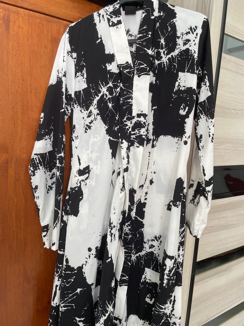 Colorblast Kebarung Labuh - Marble Black, Women's Fashion, Muslimah ...