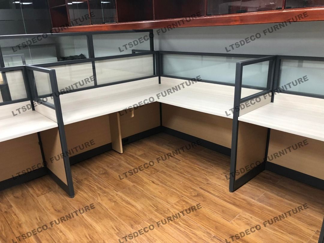 Customize L-shape Workstation Office Partition, Furniture & Home Living ...