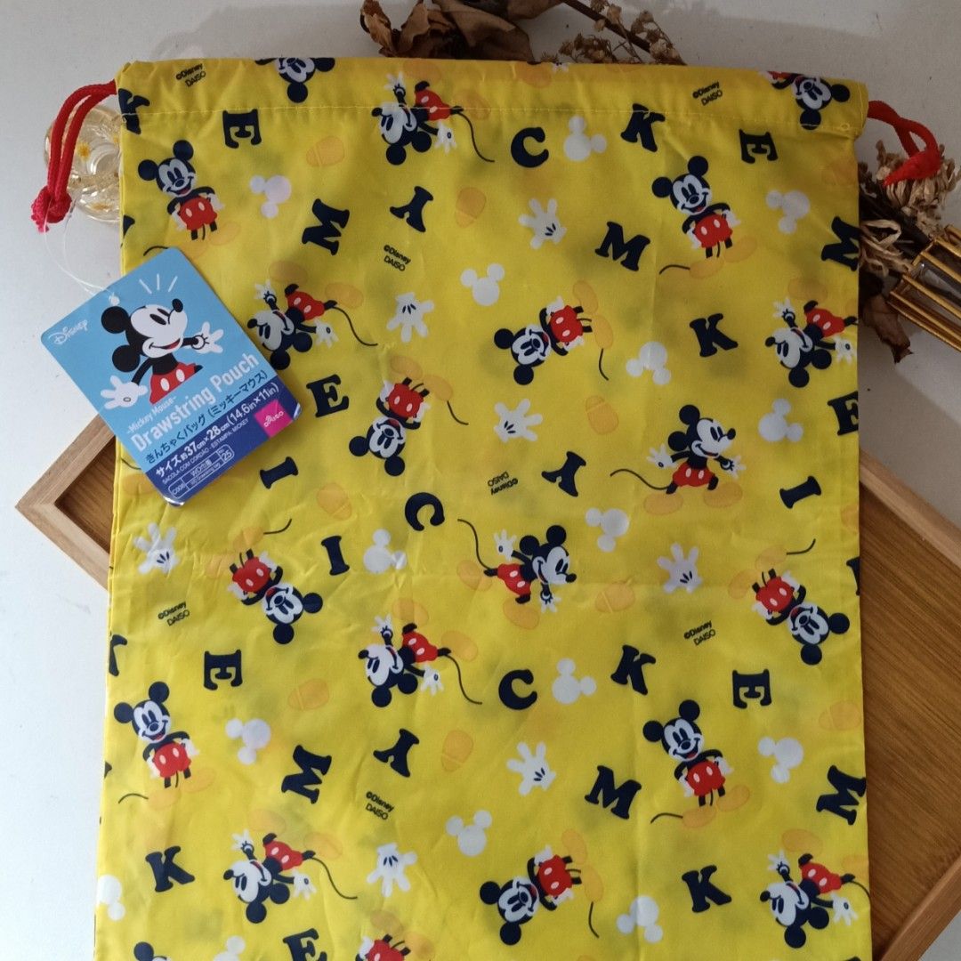 Daiso Disney Mickey Mouse Drawstring Pouch, Women's Fashion, Bags ...