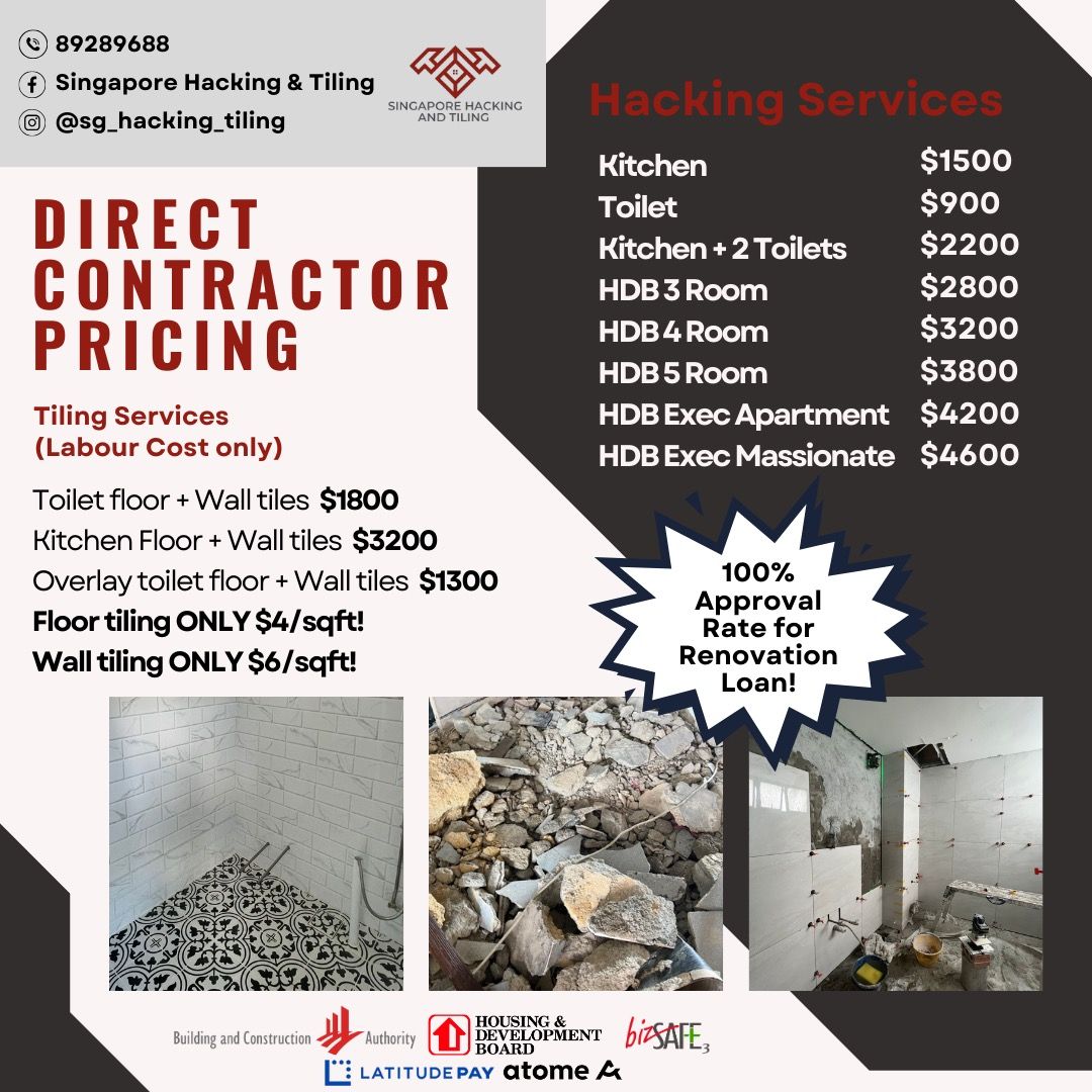 Direct Contractor/Hacking Services/Tiling Services/Toilet Renovation ...
