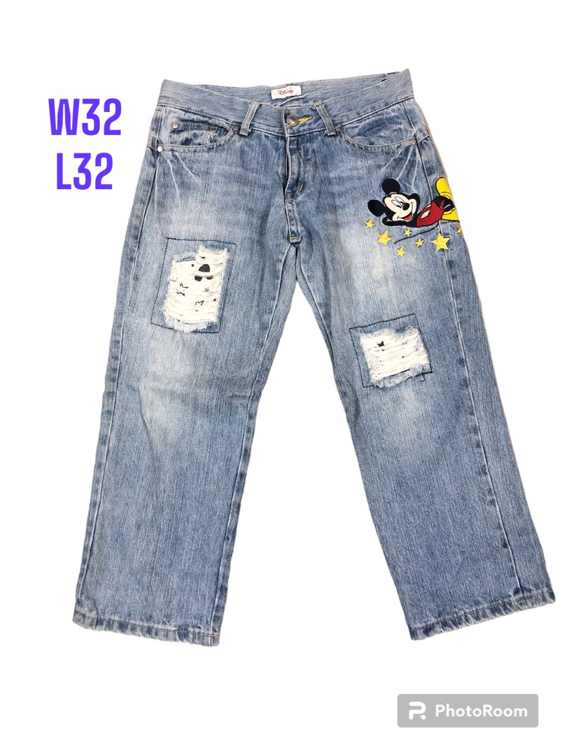 Disney Mickey ripped patches jeans, Women's Fashion, Bottoms, Jeans ...