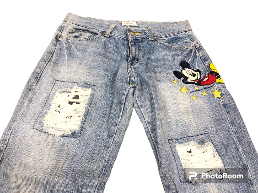 Disney Mickey ripped patches jeans, Women's Fashion, Bottoms, Jeans ...