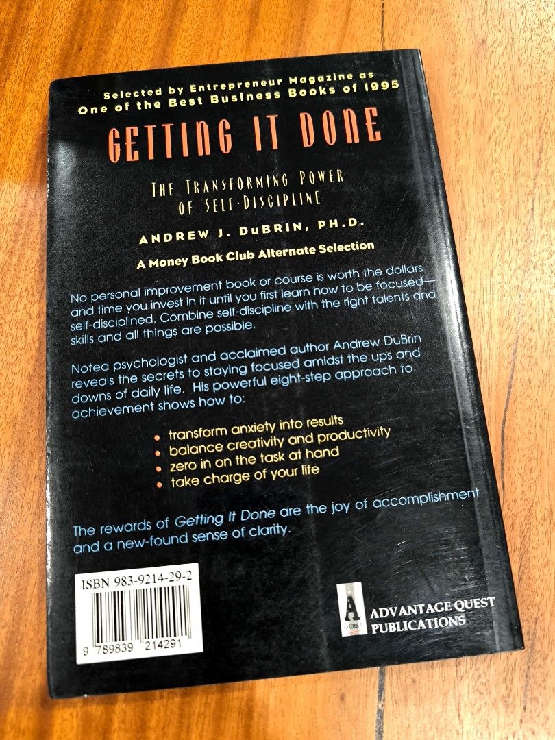 Getting It Done The Transforming Power Of Self Discipline Book By ...