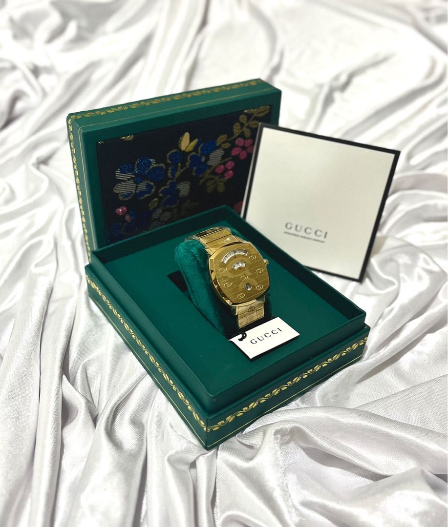 GUCCI Grip 38MM Quartz Stainless Steel Gold Dial Unisex Watch YA157409 ...