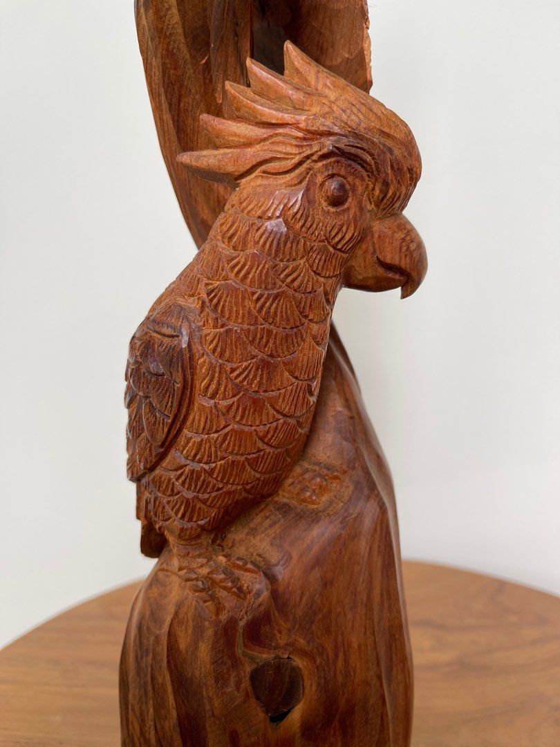 Hand Carved Kayu Raja Parrots Sculpture, Furniture & Home Living, Home ...