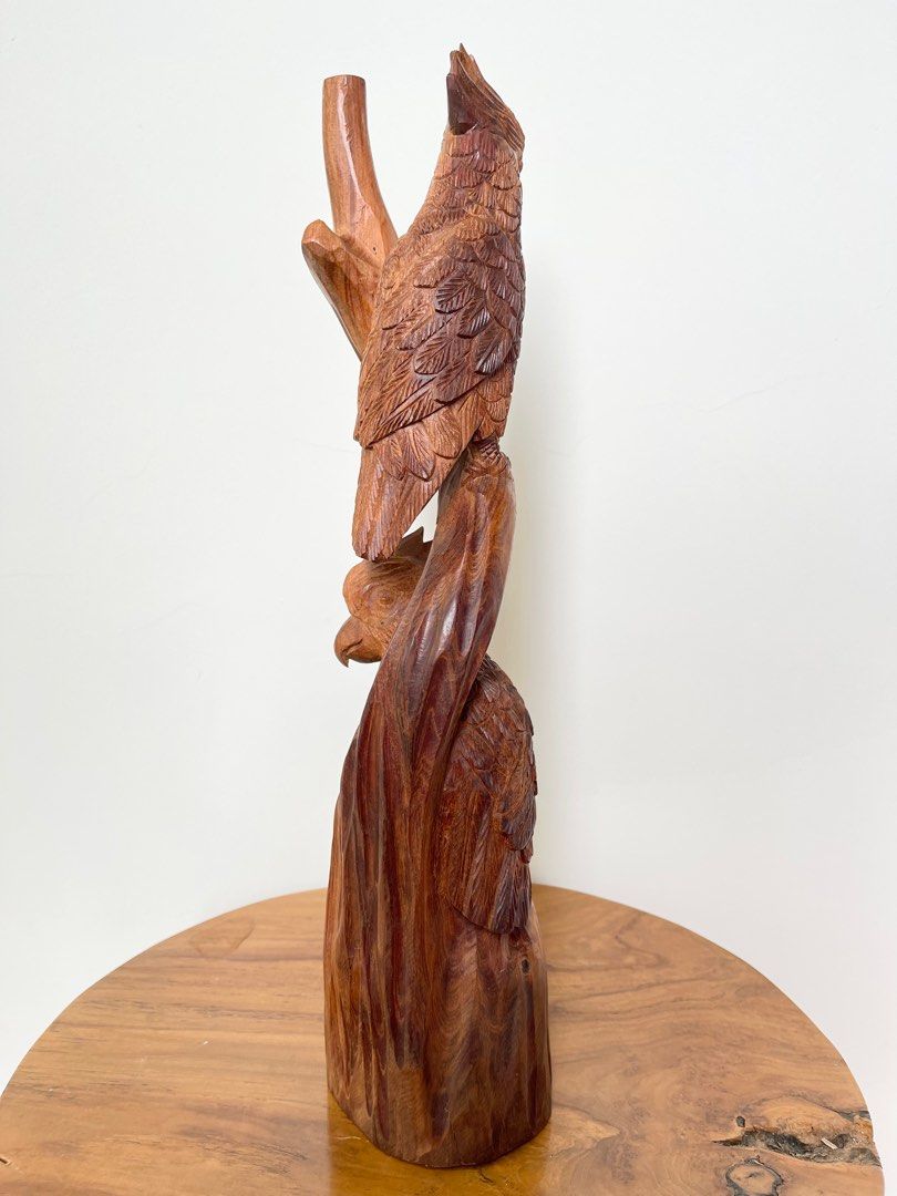 Hand Carved Kayu Raja Parrots Sculpture, Furniture & Home Living, Home ...