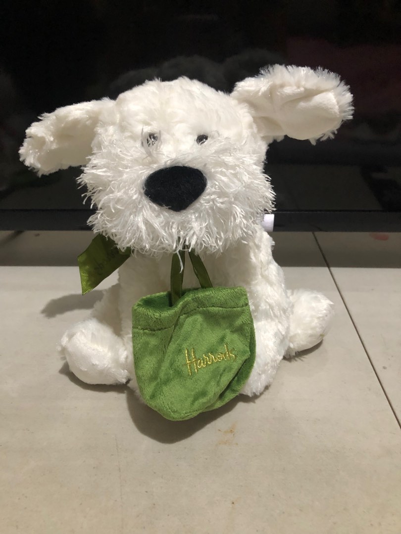 Harrods 8” White Dog Plush, Hobbies & Toys, Toys & Games on Carousell