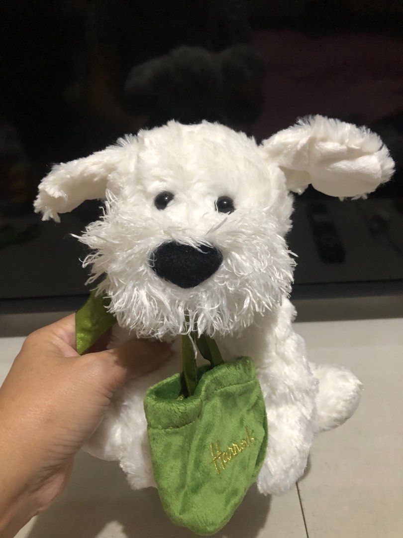 Harrods 8” White Dog Plush, Hobbies & Toys, Toys & Games on Carousell