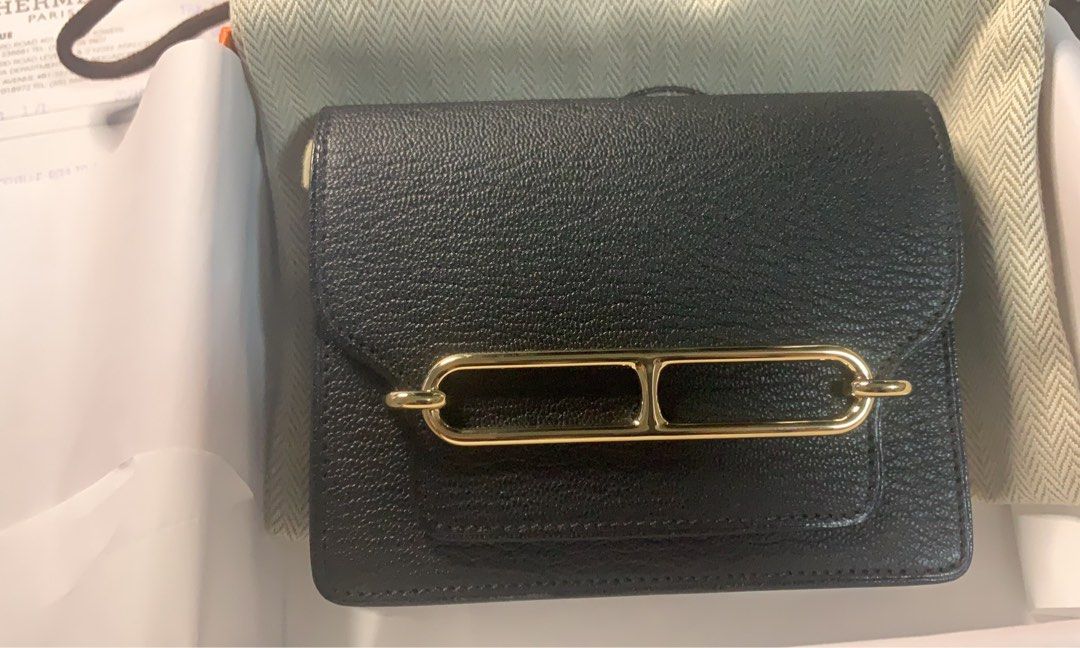 hermes roulis slim - noir with light gold hardware, Women's Fashion ...