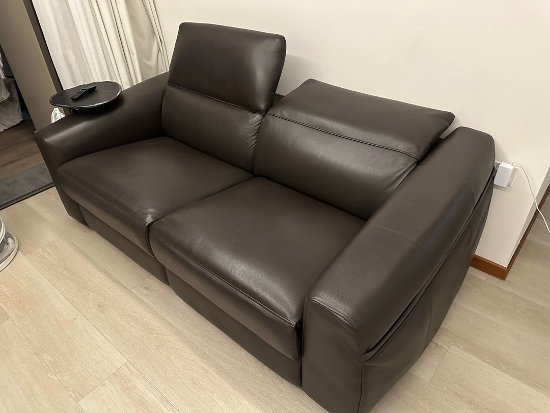 King Living Reo Grand Reclining Sofa in Cafe Leather, Furniture & Home ...