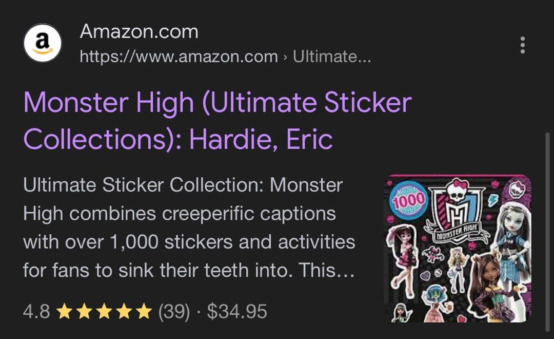 Monster High Ultimate Sticker Collection Book, Hobbies & Toys, Books ...