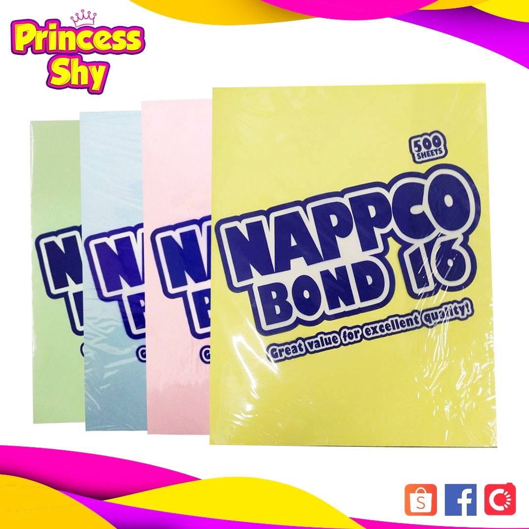 Nappco Colored Bond Paper 56 GSM Sub 16 Short / Long , Color Yellow ...