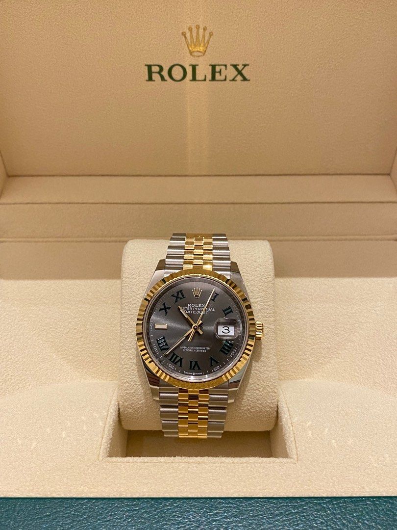 NEW Rolex 126233-0035 Datejust 36mm Yellow Gold Slate with Roman Index ...