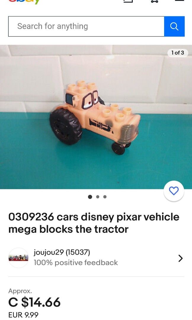 Original disney pixar cars mega blocks the tractor vehicle (lower part ...