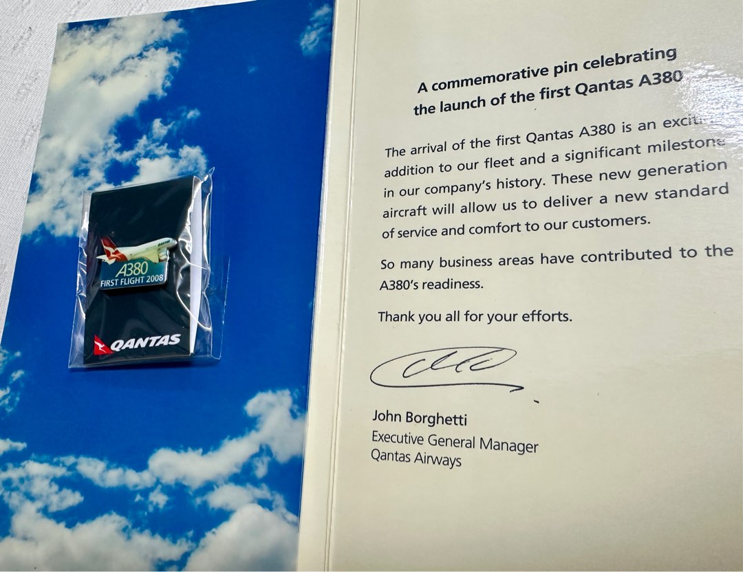 Qantas A380 First Flight pin, Hobbies & Toys, Memorabilia ...