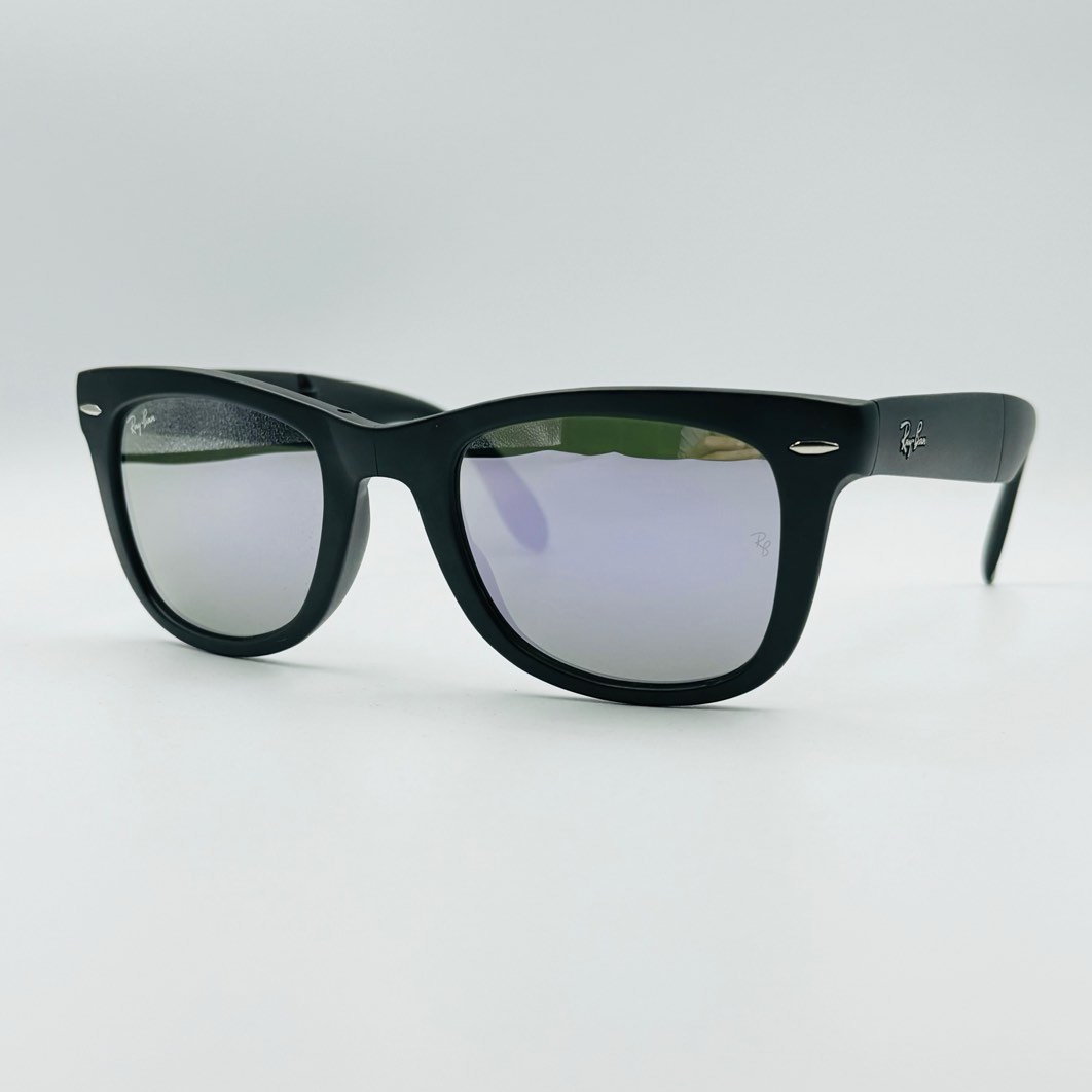 Rayban Wayfarer Folding Classic - Black w/ Flash Mirror Lilac, Men's ...