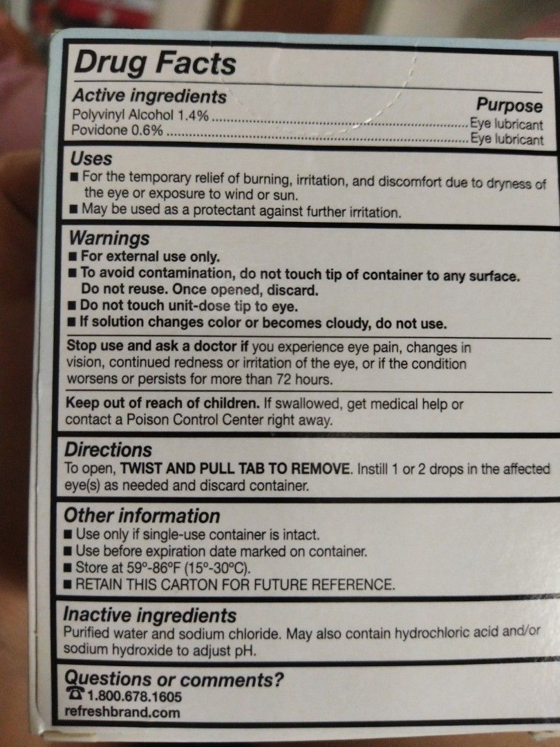 Refresh Classic Lubricant Eye drops 30 single use Containers, Health ...